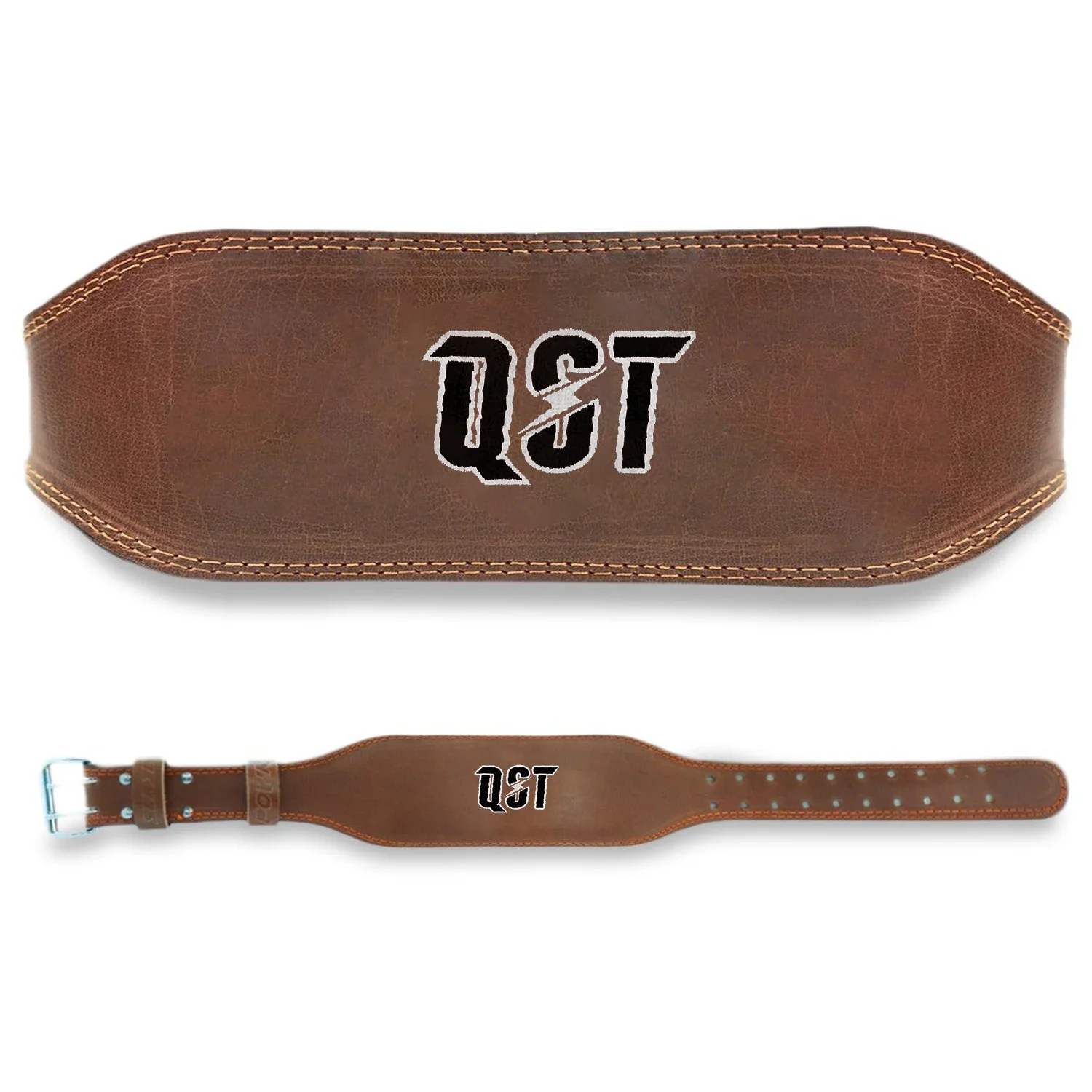 Genuine Leather 4" Tapered Design Weightlifting Belt Prong Buckle Gym ...