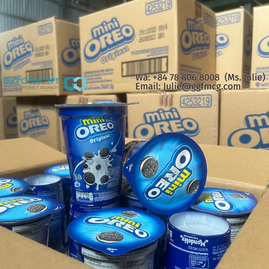Oreo Cookies Mini Vanilla/chocolate/strawberrt 61.3g Cup X 24cups| Mini ...