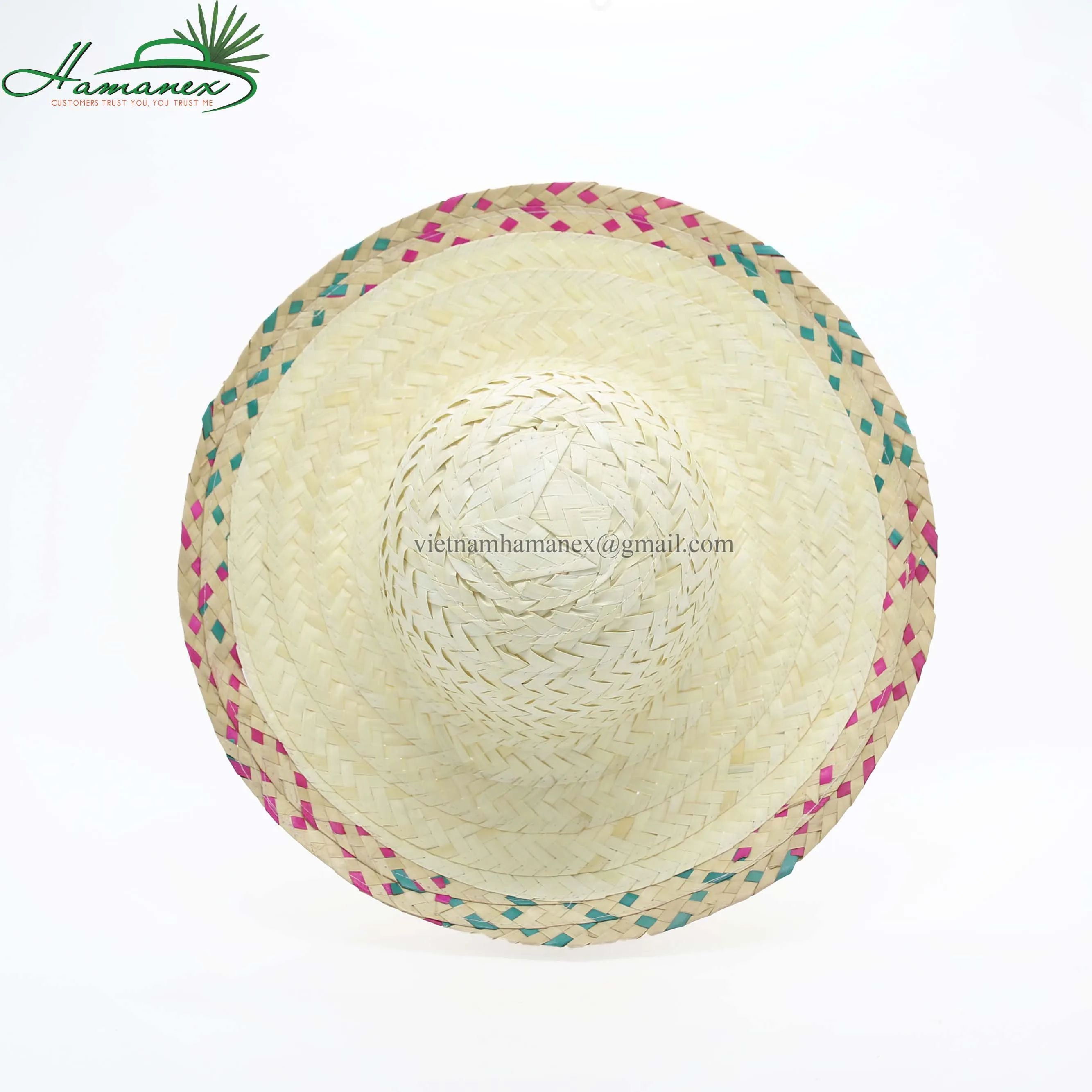 Top 1 Supplier In Vietnam - White Straw Hat With Green And Red Pattern ...