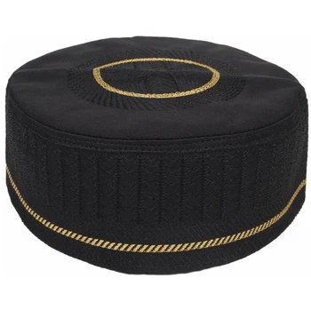 2024 High Quality Black Color Custom Cotton Praying Muslim Caps Hats ...