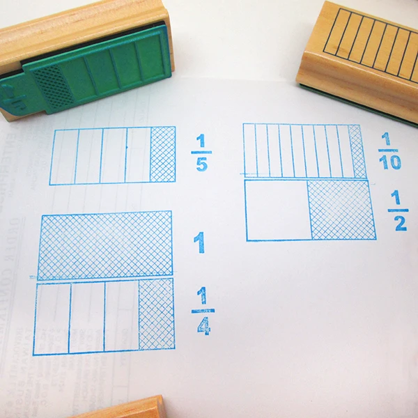 Wooden Fraction Bar Stamps - Math Manipulatives for Kids