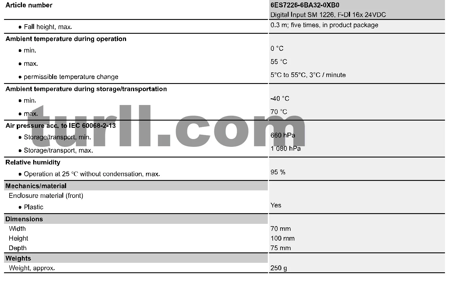 Siemens Simatic S7-1200 Sm 1226 Fail-safe Digital Input F-di 16x 24 V ...
