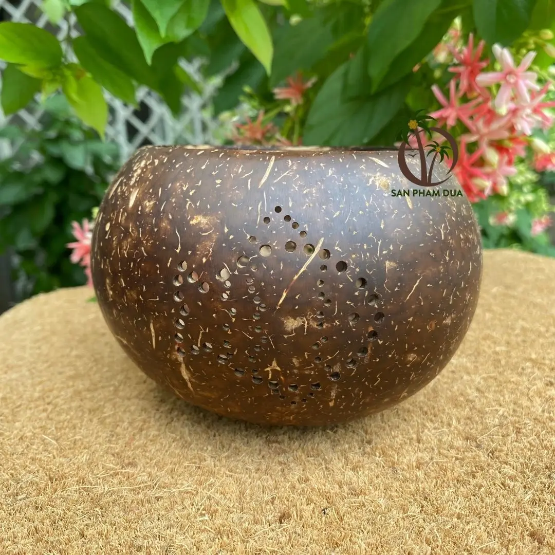 HAND MADE COCONUT SHELL LAMP PATTERN HANDICRAFT ECO FRIENDLY NATURAL ...