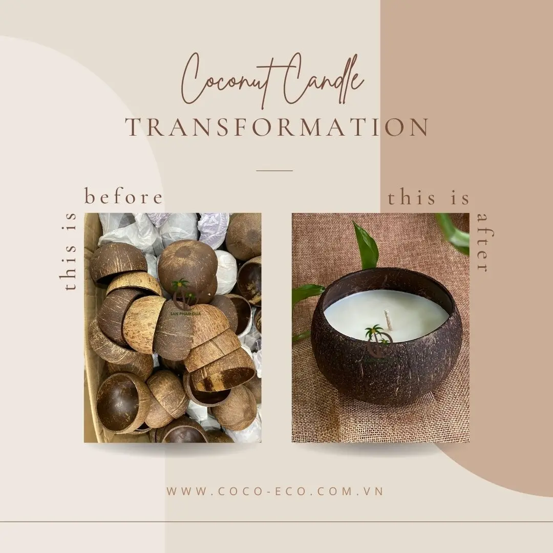 Coco Eco Coconut Shell Bowl With Water Proof Oil For Making Candle ...