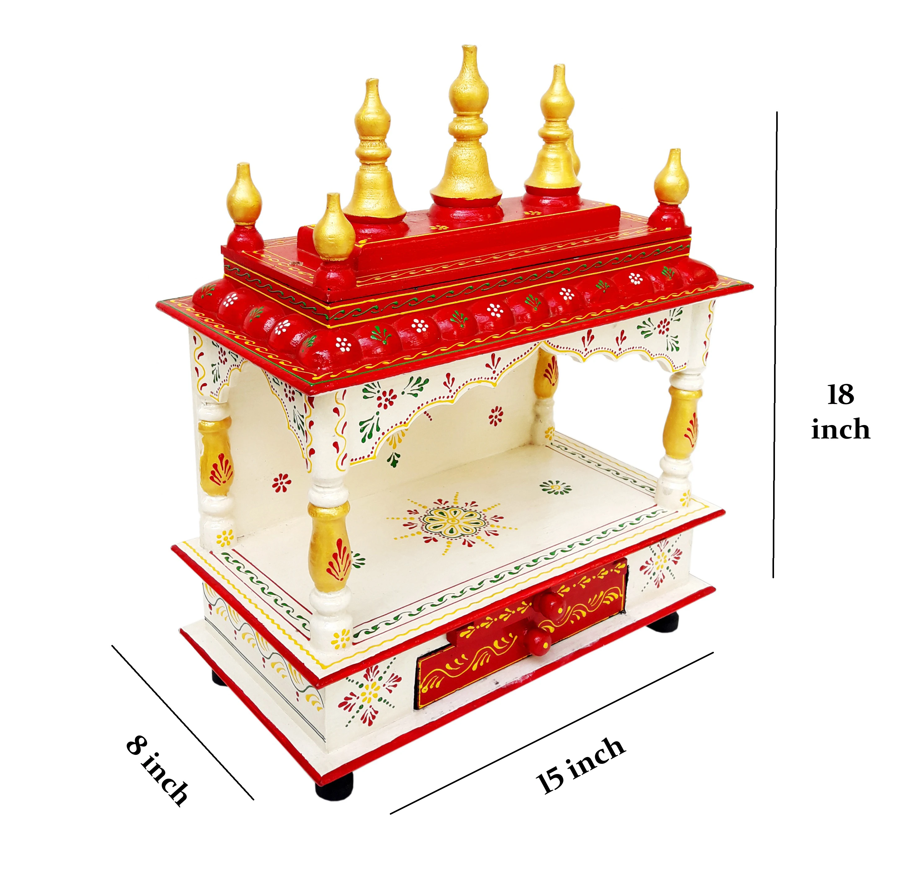 Handcrafted Indian Wooden Temple - Perfect for Worship