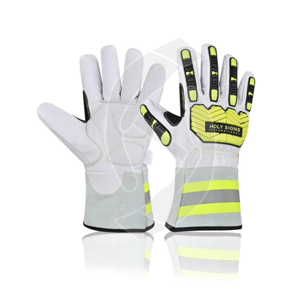 Oilfield Mining Work Safety Gloves Long Cuff Mechanical TPR Cut ...