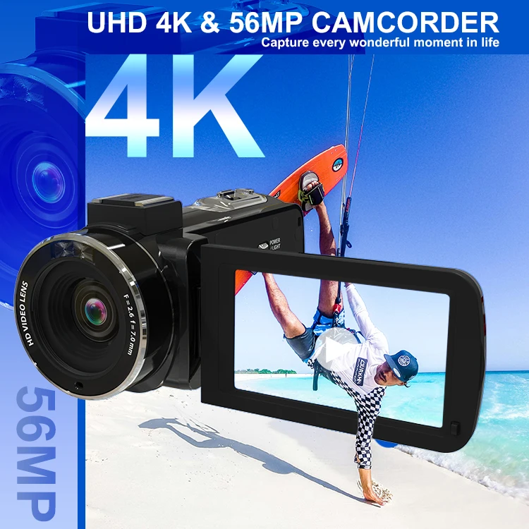18X Digital Zoom Video Camcorder - 4K Camera with Touch Screen