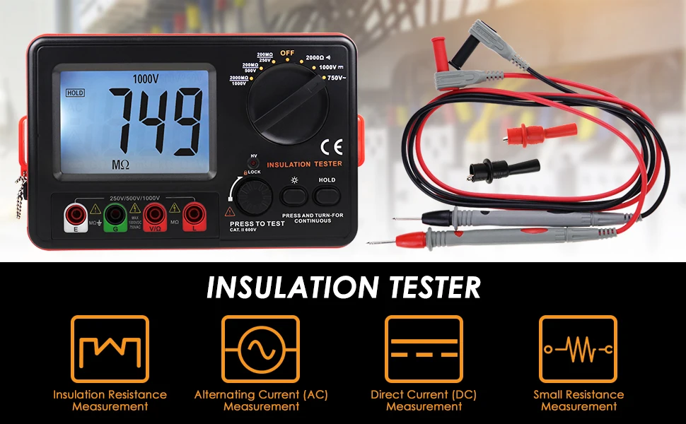 Insulation Resistance Tester 250v / 500v / 1000v Output Voltage ...