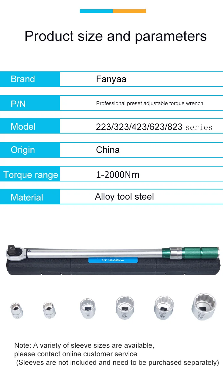 Fanyaa Spanner Car Vehicle Repair And Maintenance 3/4 Inch 500nm Torque ...