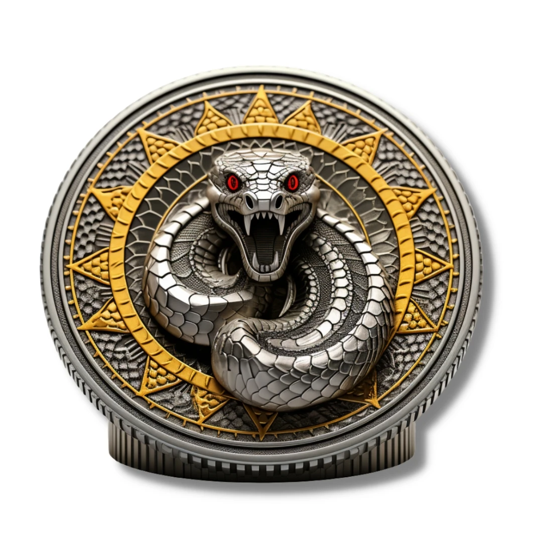 Custom Python Snake 3D Metal Challenge Coin - STAR LAPEL PIN