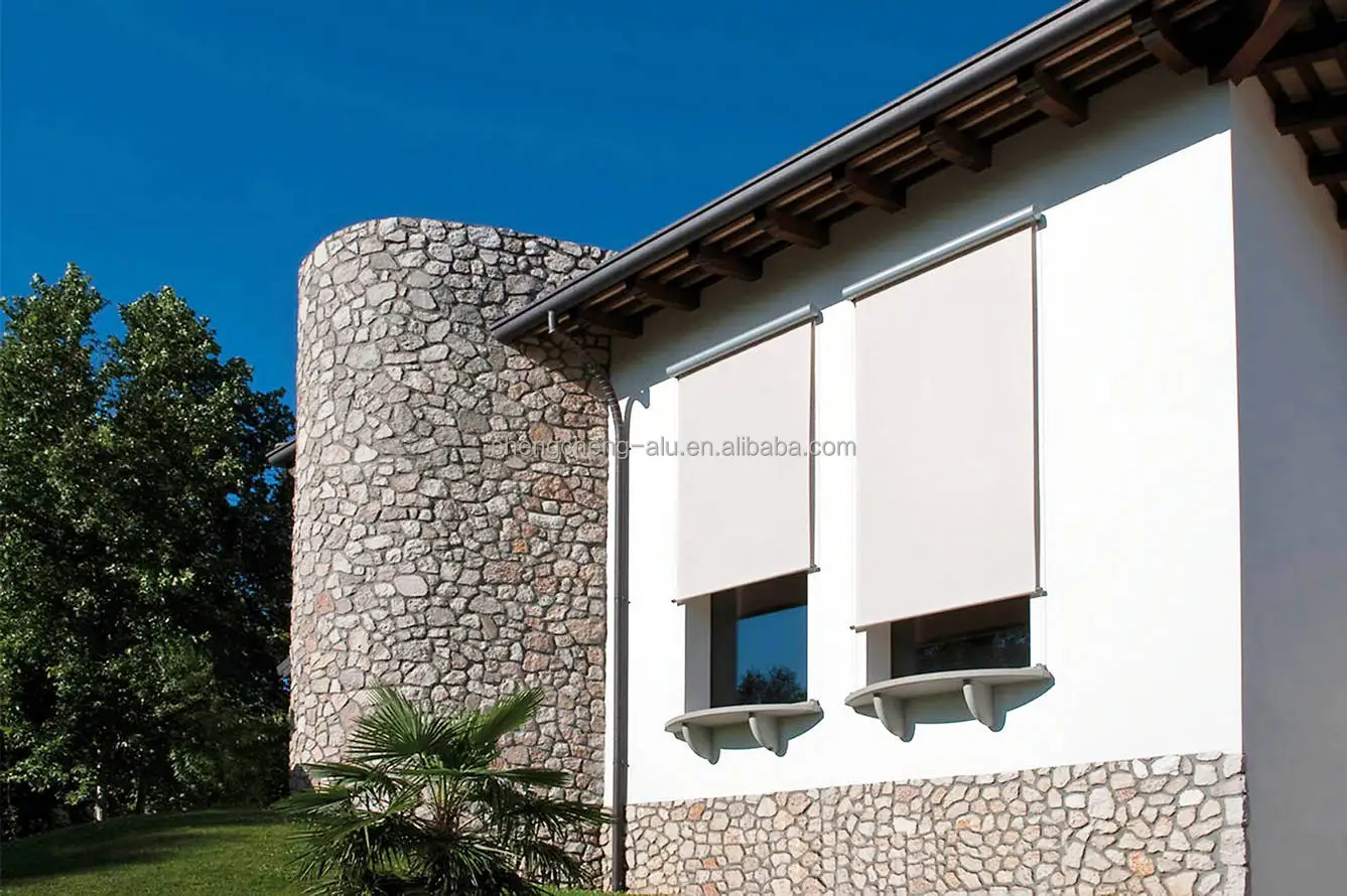 Outdoor Electric Blinds Retractable Shades Vertical Sun Protection ...