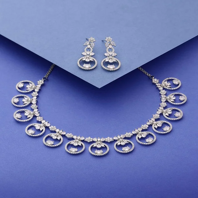Alex Jewellery - Glamorous Circle Dazzle Ad Necklace With Earring ...