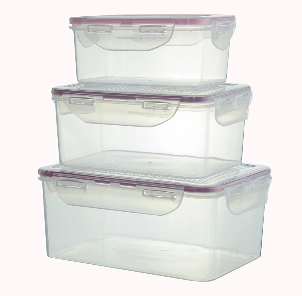 3 Pce Clear Food Storage Containers With Lids For Lunch 54oz 34oz 17oz ...