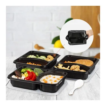 3 Compartment Plastic Disposable Bento Takeaway Lunch Food Storage ...