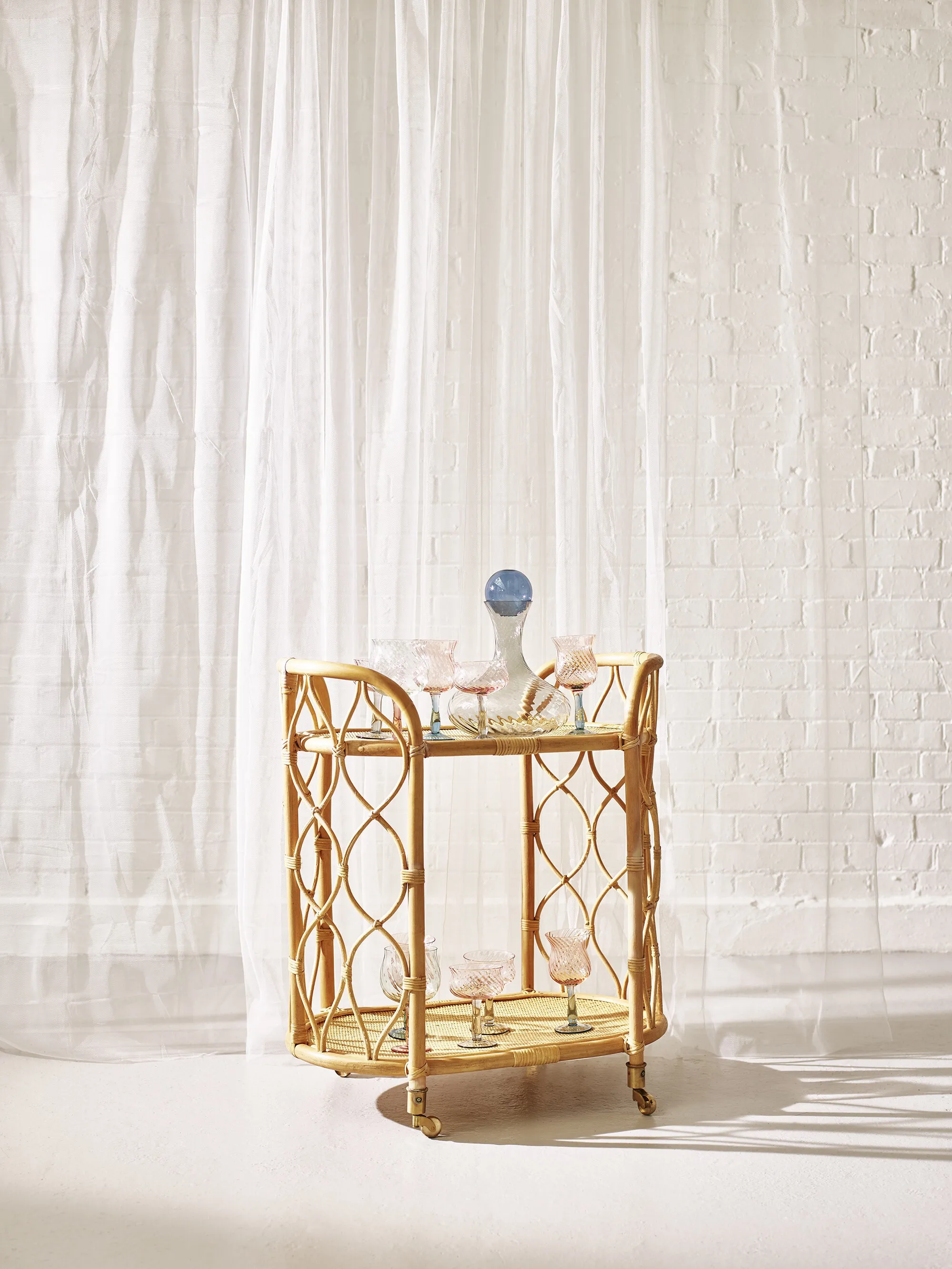 Handcrafted Rattan Bar Cart Trolley - Eco Friendly & Stylish