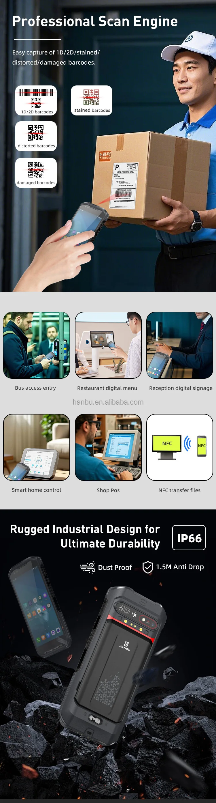 Rugged PDA Handheld Terminal Warehouse Inventory Management System Rfid ...