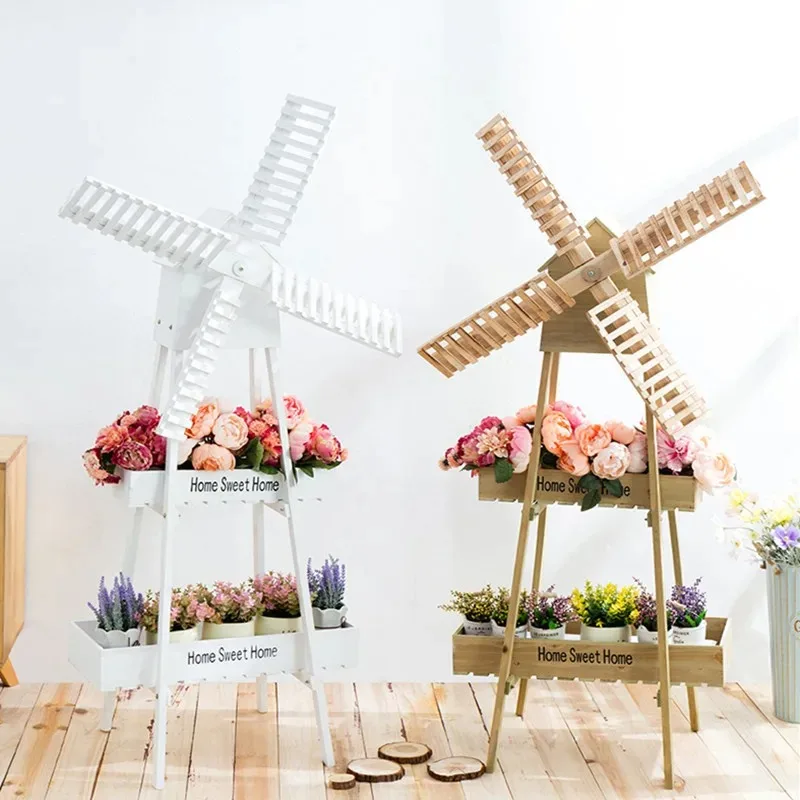 Windmill Wooden Display Racks Hot Selling Natural Wood Storage Holder ...
