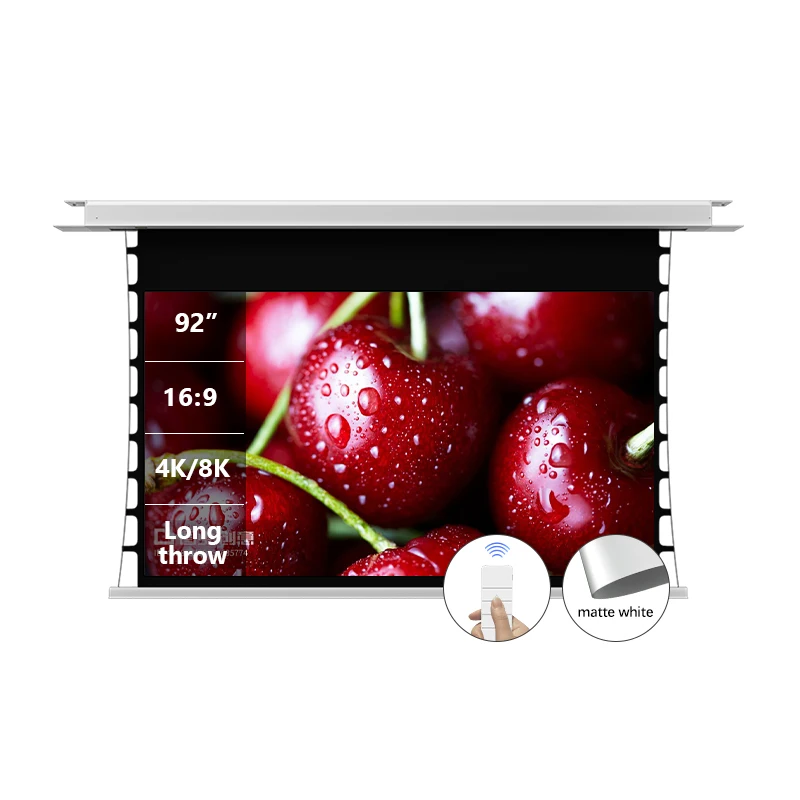 92 Inch Ceiling Recessed Motorized Projector Screen 16:9 4k Remote ...