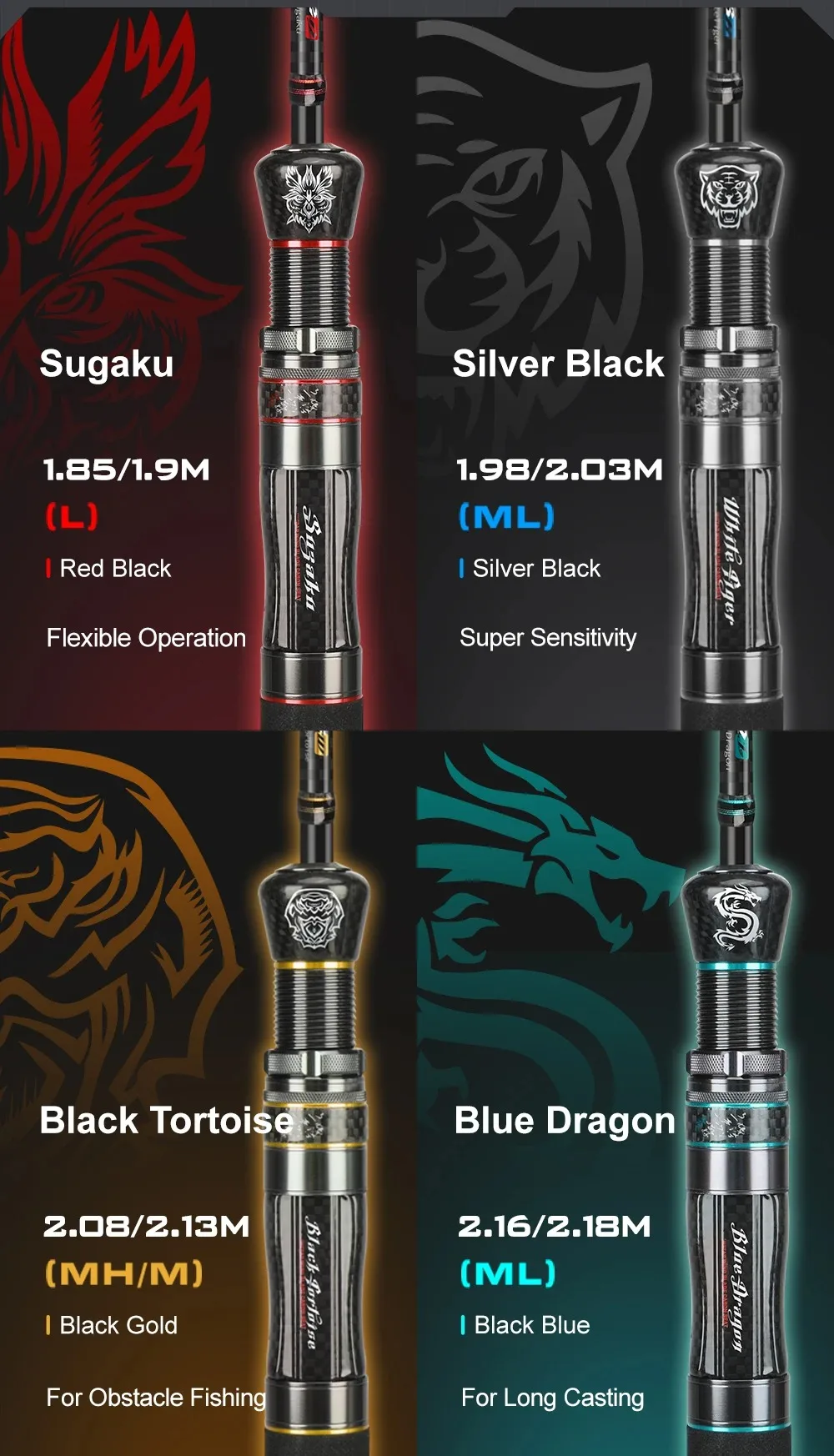 HSD Travel Fishing Rod - 4 Sections High Modulus Bass Casting