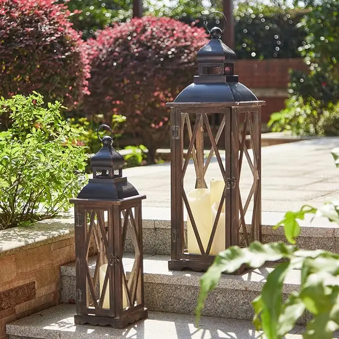Antique Brown Decorative Lanterns Metal Candle Lanterns For Living Room ...