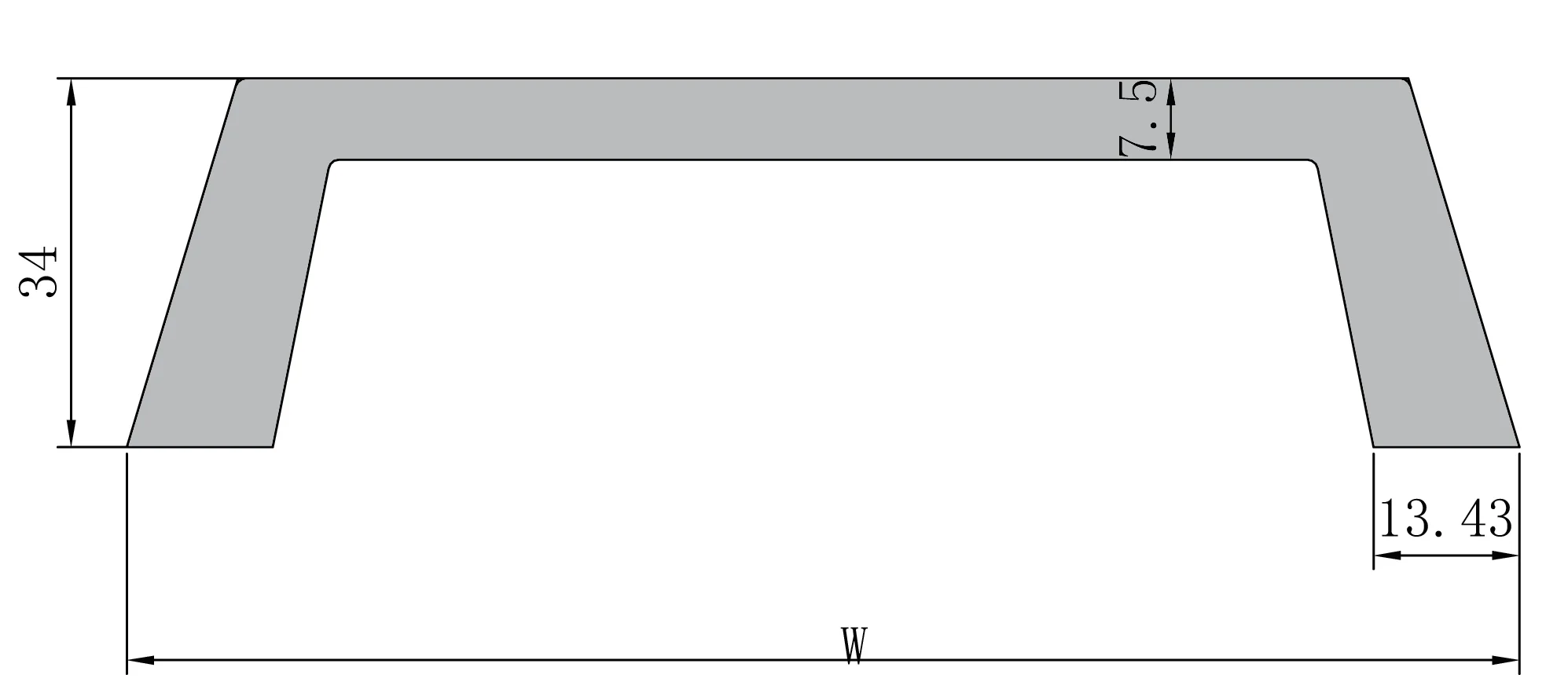 Rdekono Schroff 19" Subrack Front Handle One-piece,Width 12.2mm,Clear ...