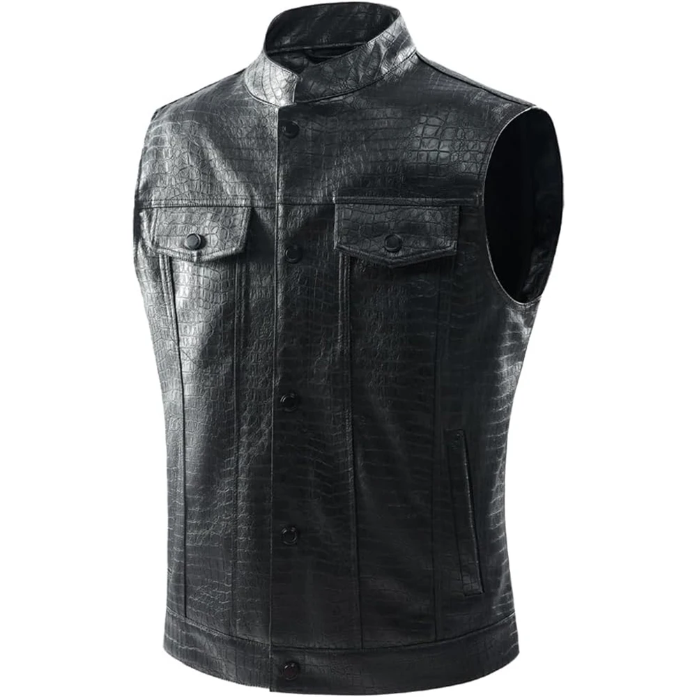 Custom Leather Vest Waistcoat Biker Motorcycle Men Club Cut Style ...