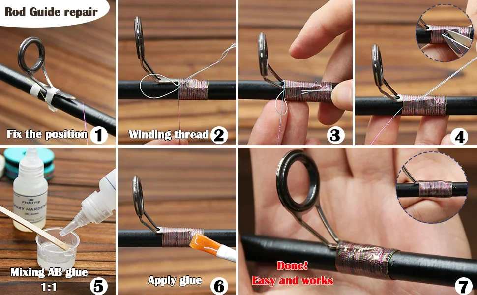 Fishing Rod Tips Repair Kit Pole Tips Replacement Kit Ceramic Ring With ...