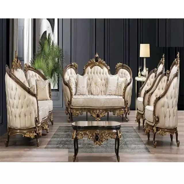 Rococo Style Teak Wood Luxury Sofa Set Buy French Style Sofa Armchairs ...