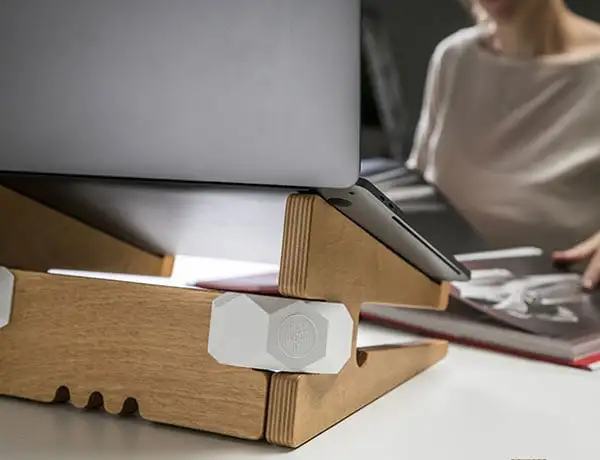 Modern Office Portable Laptop Stand Eco-friendly Natural Wood In Birch ...