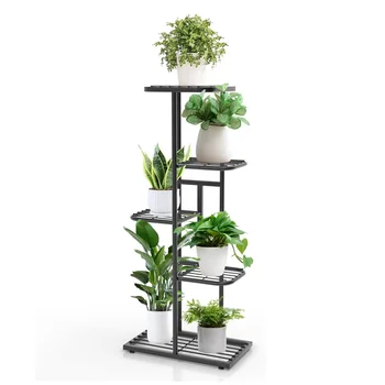 4 Tier Outdoor Planter Iron Rack With Back Color Home And Garden ...