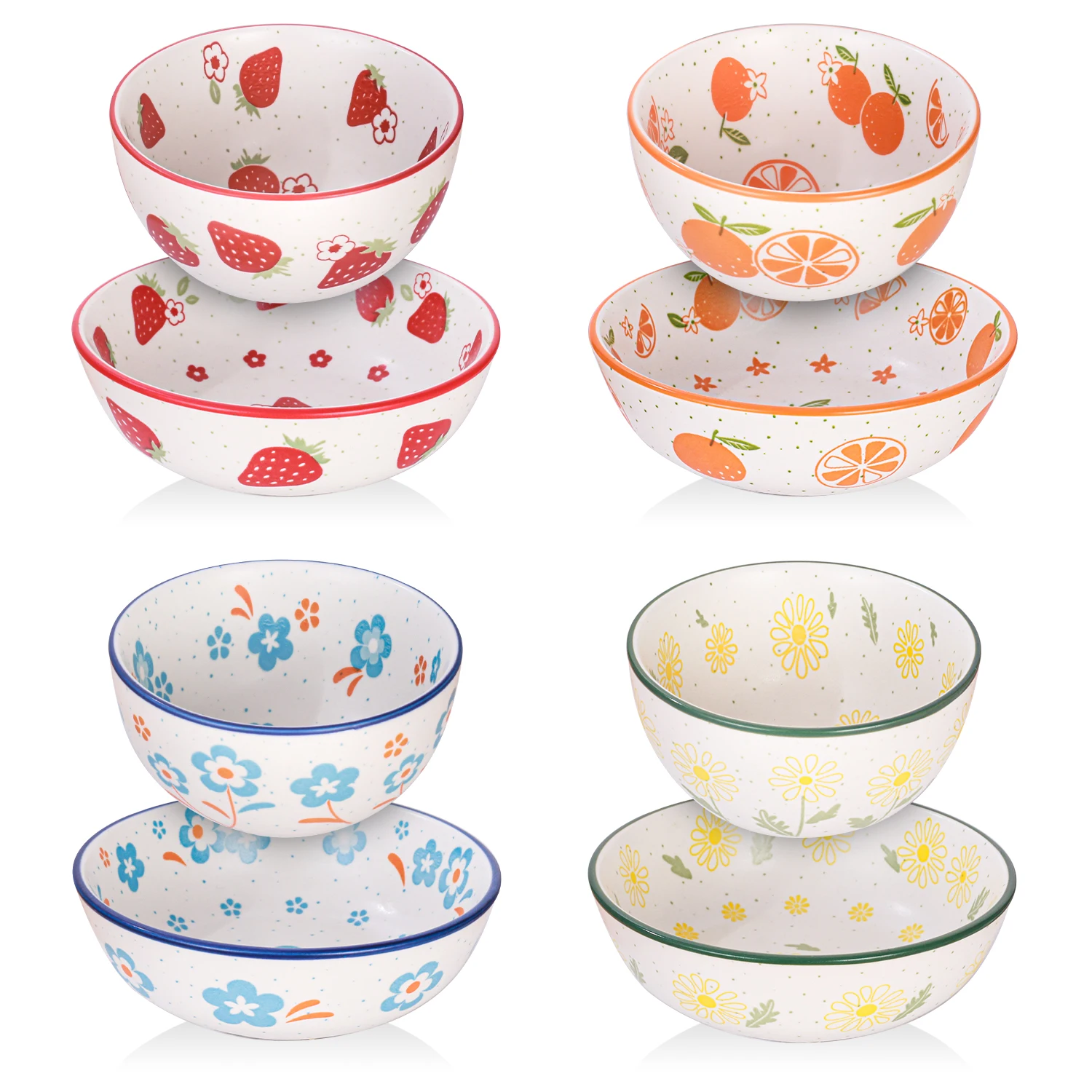 Japanese Style Ceramic Rice Bowls Porcelain Cereal Bowls,4.5 Inch Salad ...