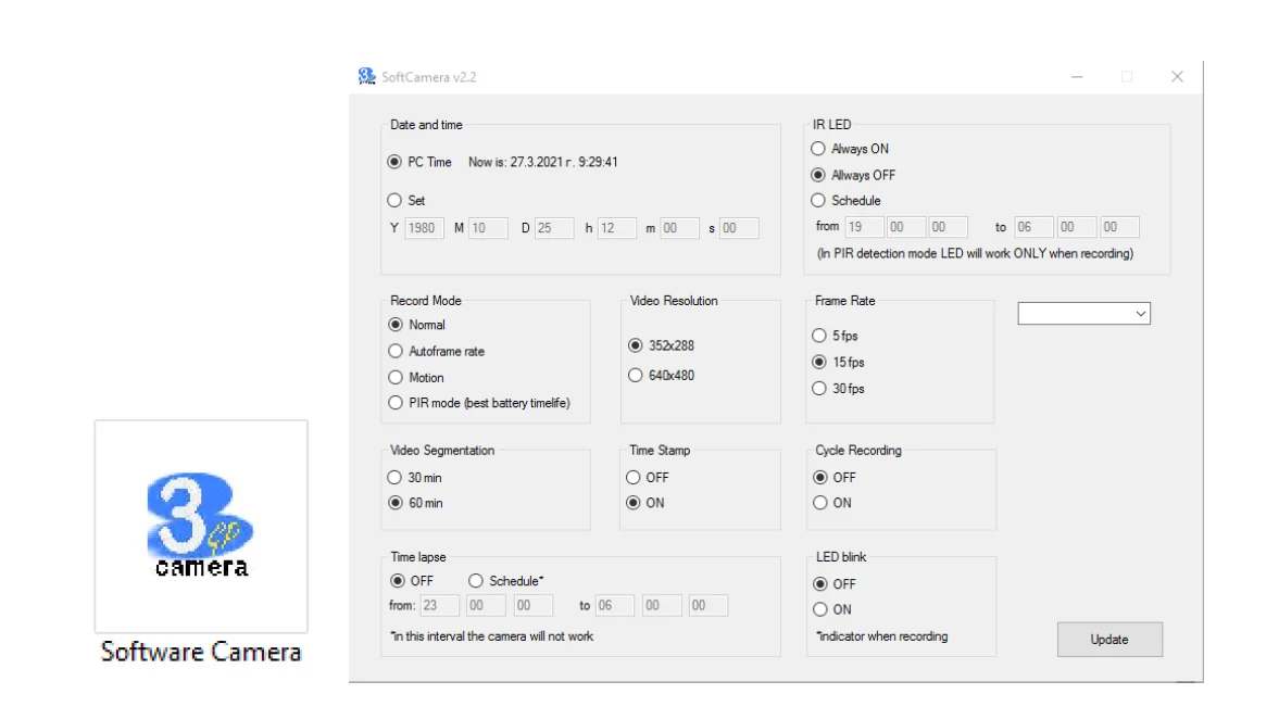 3gp Camera Module with Motion Detector and PIR Sensor