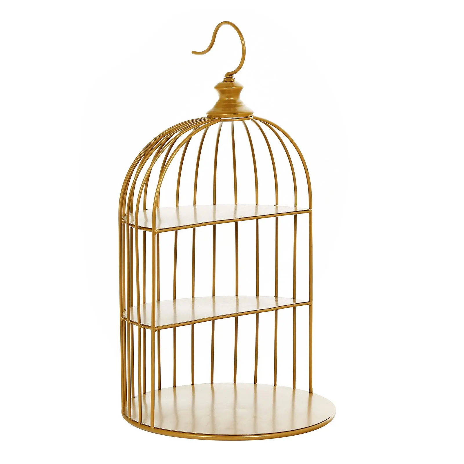 Modern Design 3-Tier Gold Metal Bird Cage Cupcake Cake Stand, Dessert ...