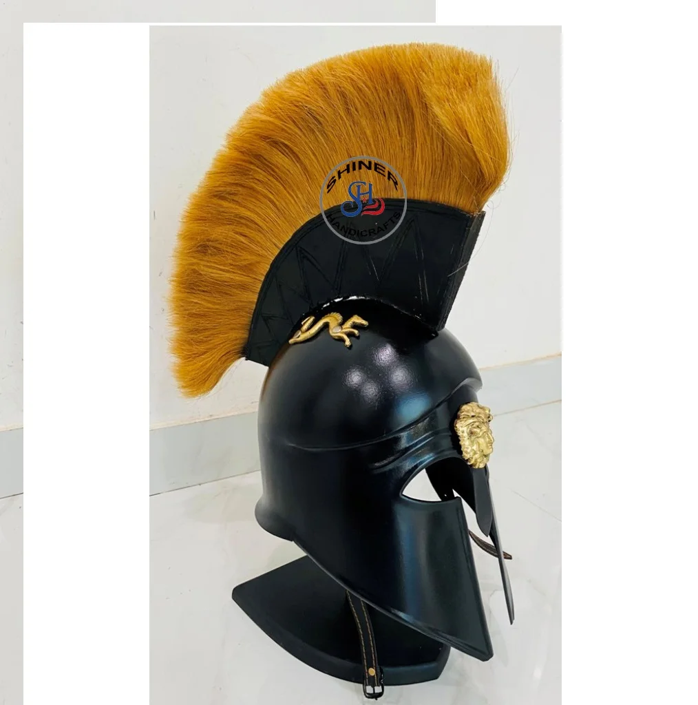 Medieval Armor Greek Corinthian Helmet & Natural Plume Cosplay Armor ...