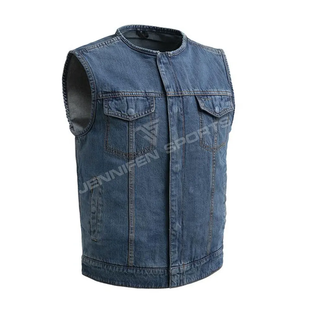 Men's Blue Denim Sleeveless Winter Vest Breathable Hip Hop Motorcycle ...