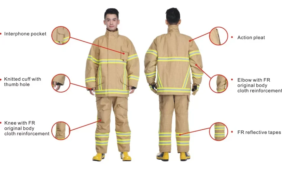 Dingsheng ISO NFPA EN469 Fire Fighter Uniforms - 4 Layer Nomex Anti Fire Suits