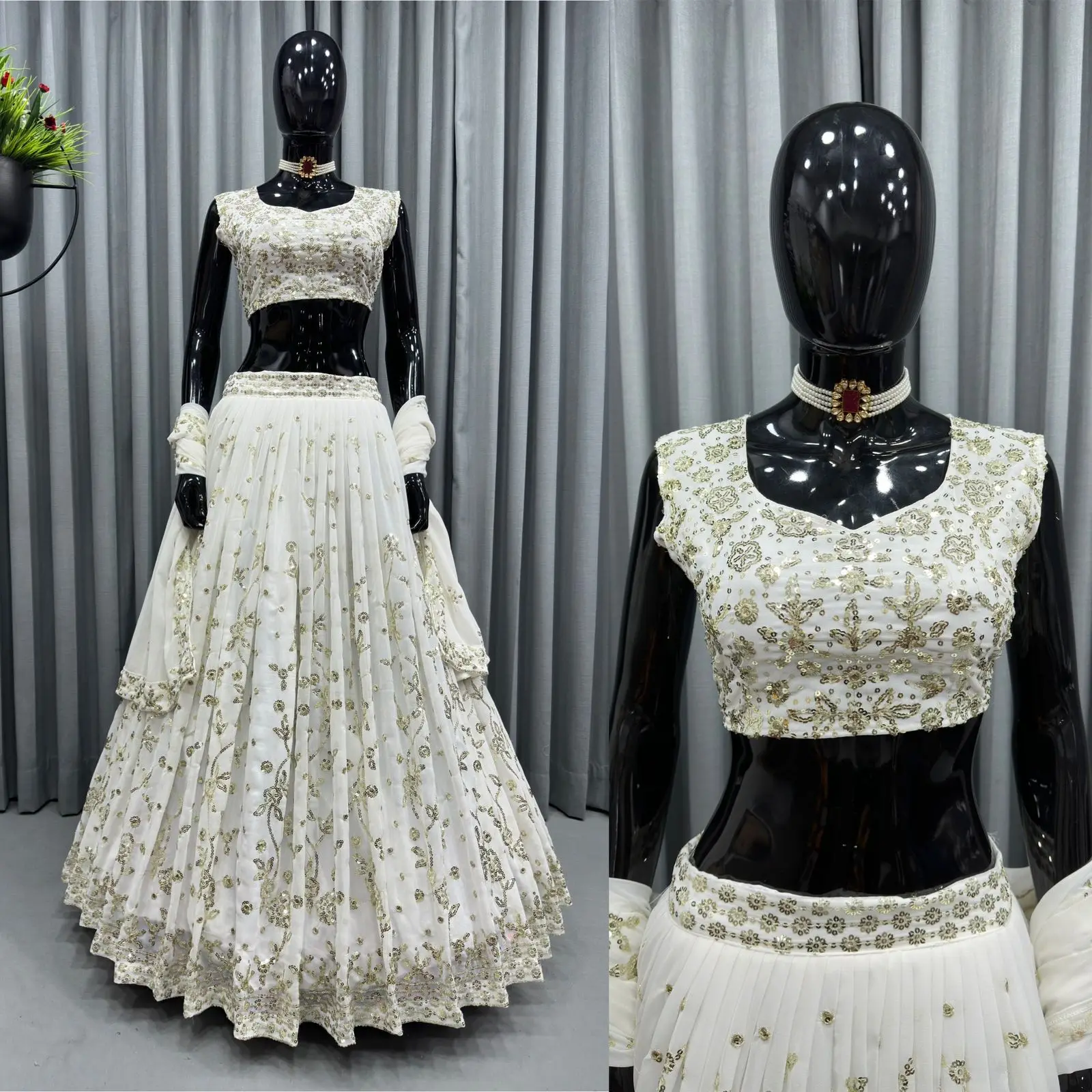 New Arrival Wedding Wear Heavy Faux Georgette Embroidery Work Lehenga Choli With Dupatta Indian ...