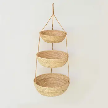 Rattan Fruit Hanging Basket Natural Crafts Wicker Hanging Baskets From ...