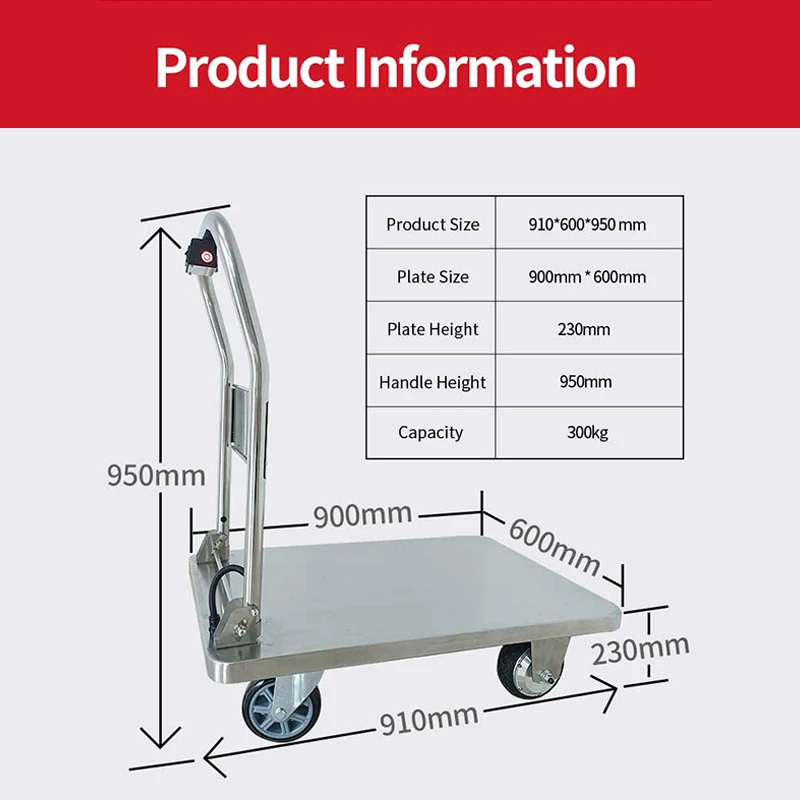 NK-202 Stainless Steel Portable Electric Trolley for Warehouses