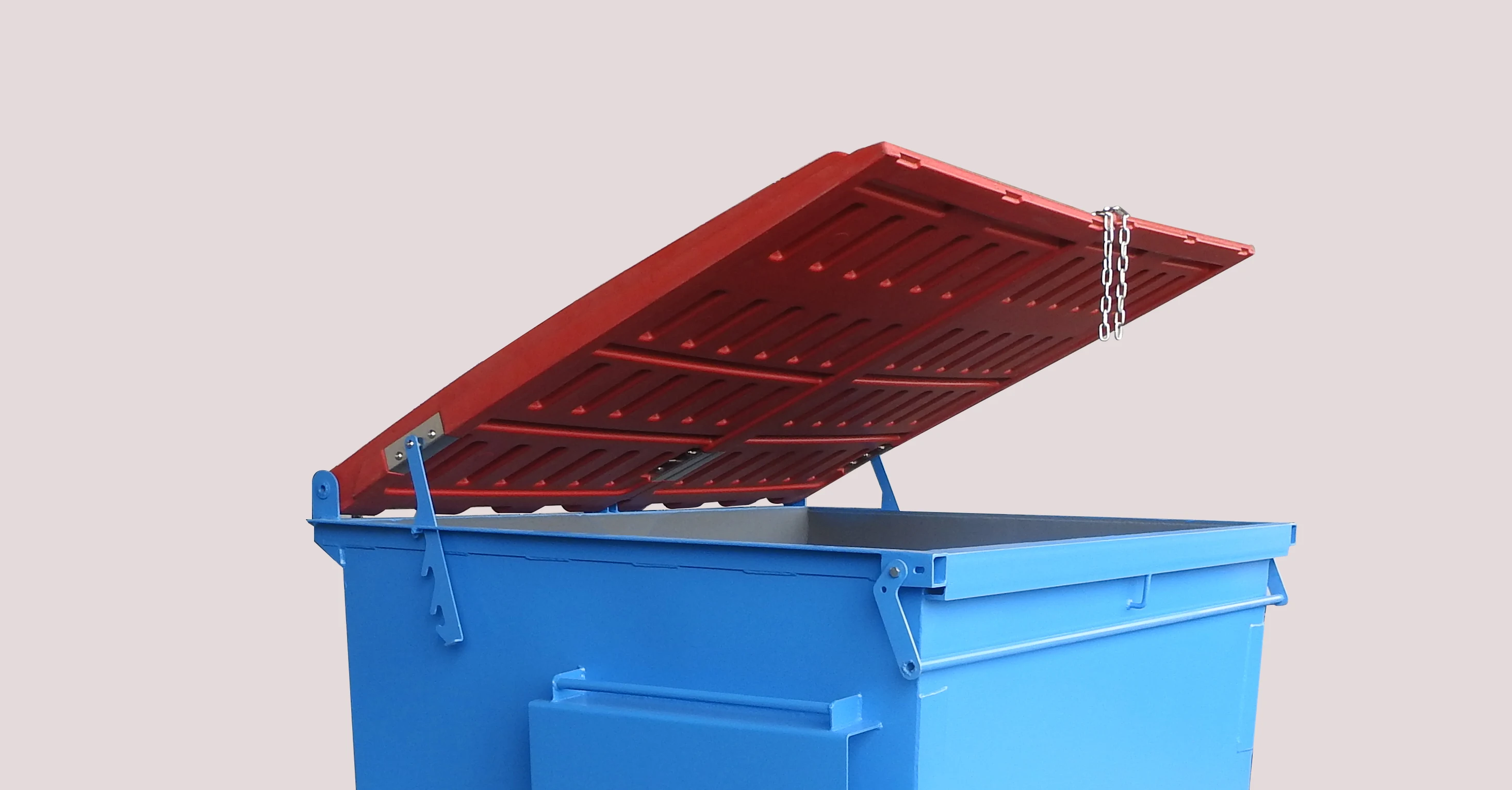 Heavy Duty Steel Forklift Front Load Dumpster Bin with Two Plastic Lids ...