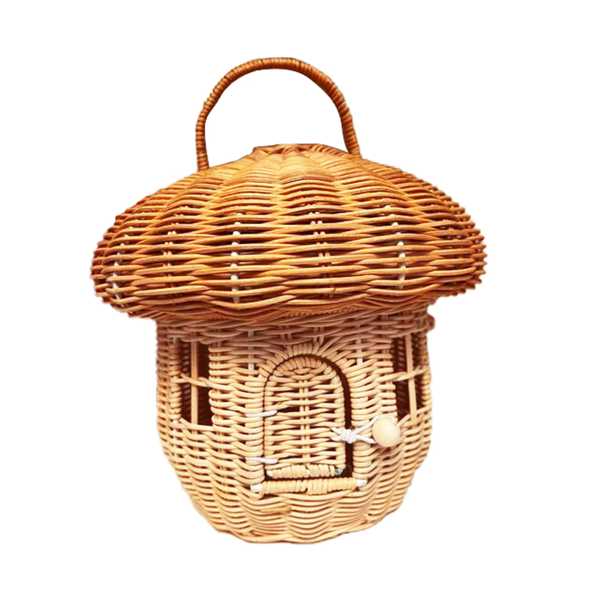 Handmade Woven Rattan House Shaped Basket Cute Desktop Storage Ornament ...