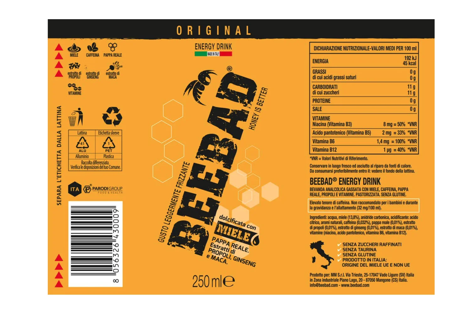 BEEBAD Energy Drink - Healthy Choice with Honey & Caffeine