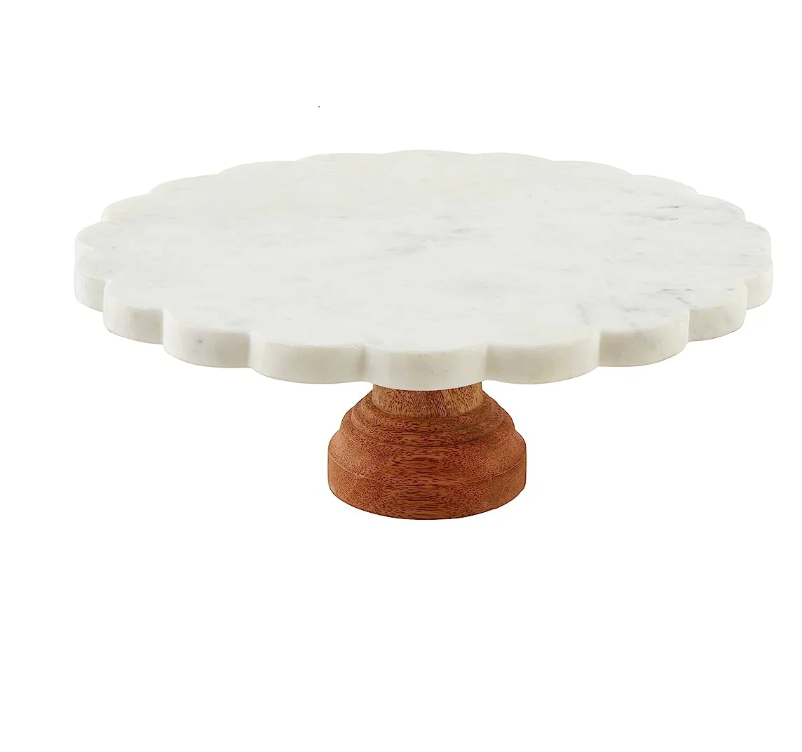 Cake Stand Pedestal Tray Marble White Natural Stone Cake Stand ...