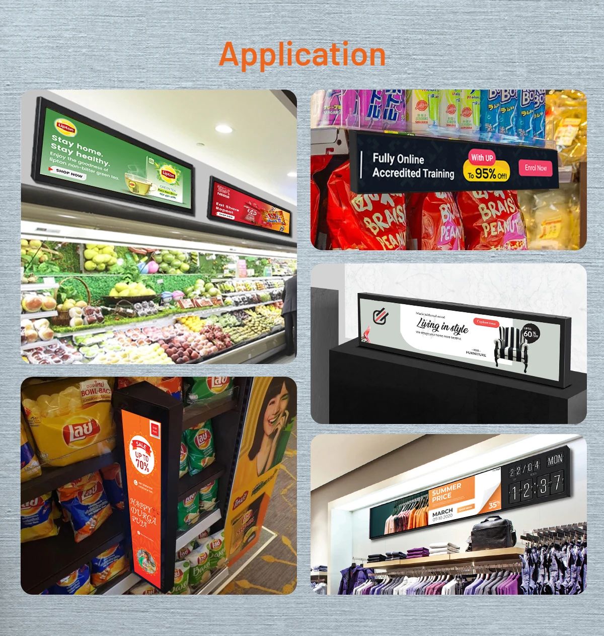 24 Inch Lcd Screen Display Signage Strip Wide Bar Advertising For ...