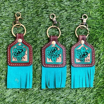 Hand Carved Tooled Leather Key Chains Cute Exotic Shape Leather Key ...