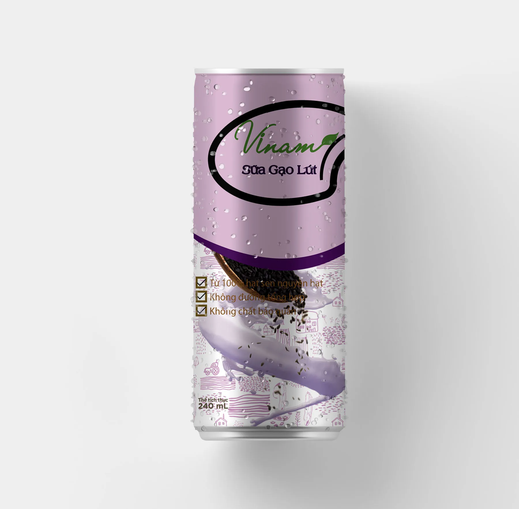 Fresh Black Rice Milk Drink Vietnamese Traditional Milk Taste Can 250ml ...