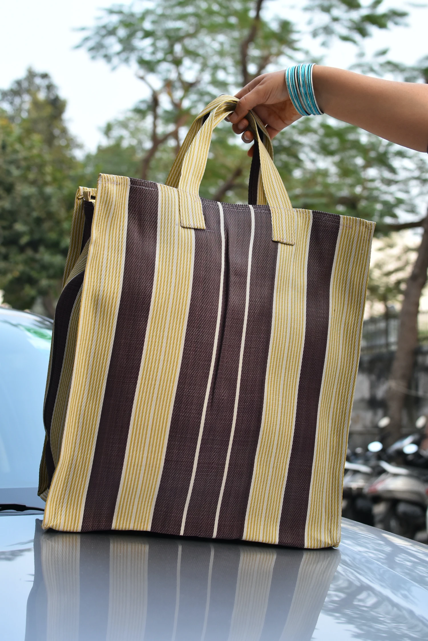 Customised Recycled Nylon Striped(turquoise Red) Indian Market Shopping ...