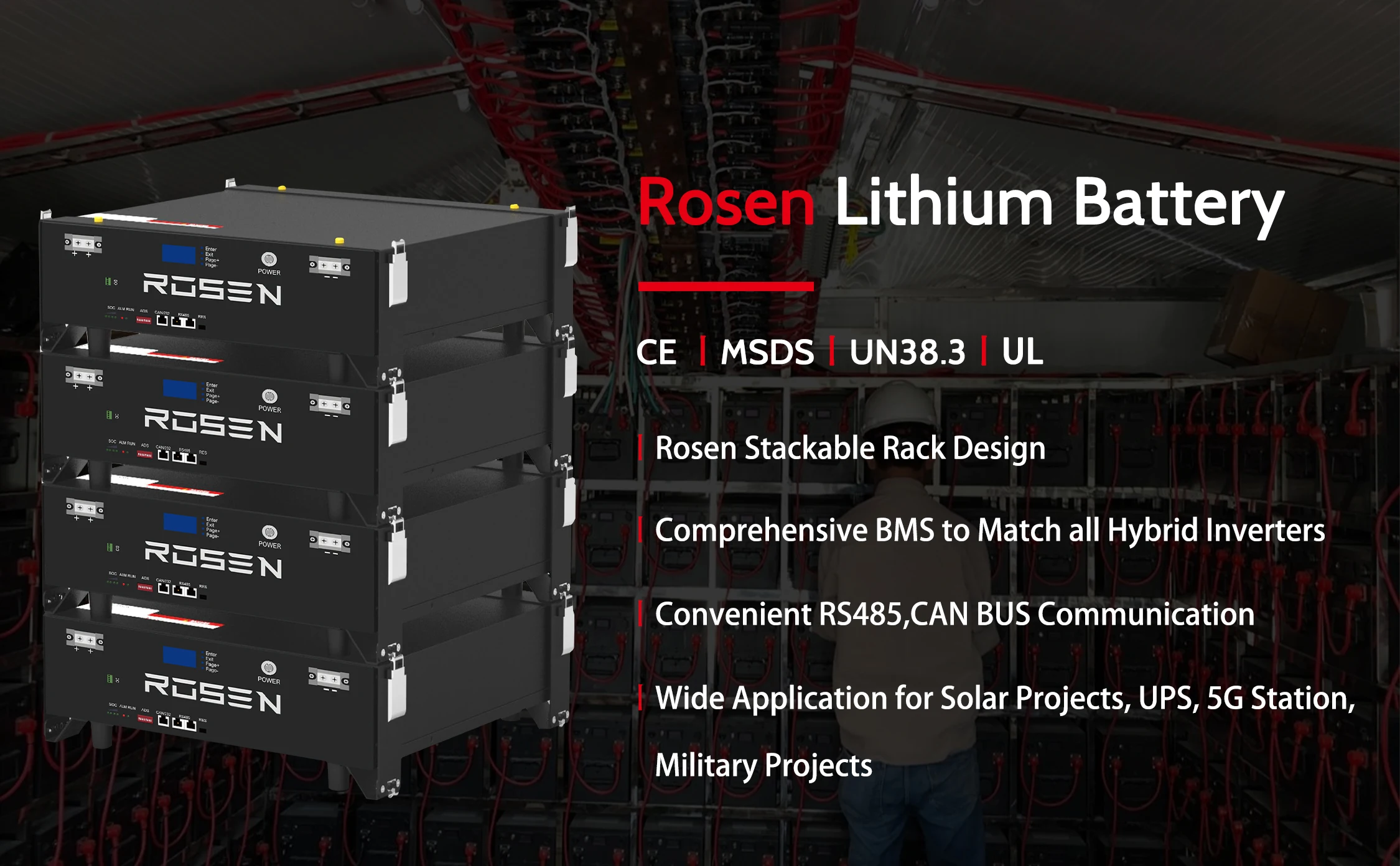 Rosen 48v 50ah Rack Mount Lithium Battery Pack 48v 150ah Battery ...