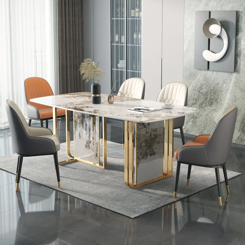 Luxurious 8-person Dining Table Metal Home And Office Furniture With ...
