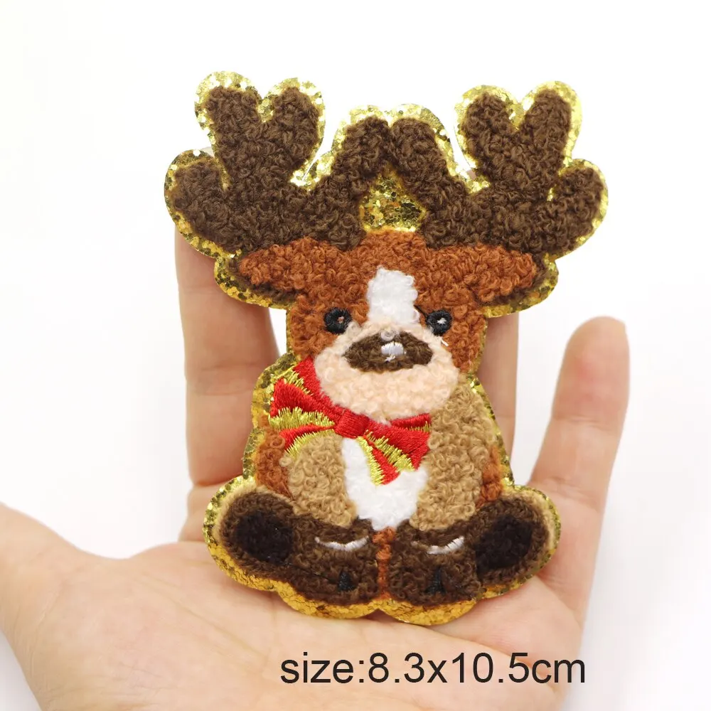 Classic Santa Merry Christmas Chenille Patches Big Iron on Embroidered ...